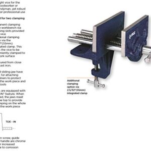 Groz Portable Woodworking Vise, 6-Inch, Clamp on or Bolt to Bench, Cast Iron with "Toe-in" Feature (39006)