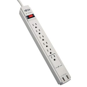 trptlp606usb - tripp lite surge protector power strip 120v usb 6 outlet 6 cord 990 joule