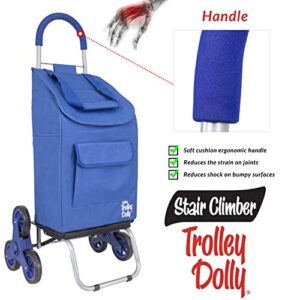 dbest products Stair Climber Trolley Dolly Folding Grocery Cart 3 Wheels Heavy Duty Shopping Hand Truck Made for Condos Apartments,39 inch Handle Height, 17.25" x 15.25" x 39.5", Blue