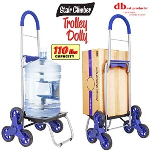 dbest products Stair Climber Trolley Dolly Folding Grocery Cart 3 Wheels Heavy Duty Shopping Hand Truck Made for Condos Apartments,39 inch Handle Height, 17.25" x 15.25" x 39.5", Blue