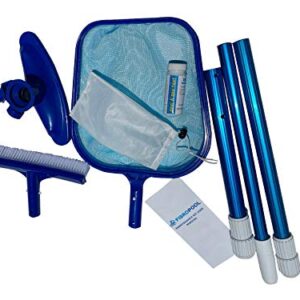 FibroPool Above-Ground Pool Maintenance Kit (Telescoping Pole, Leaf Rake, Vacuum and Brush)