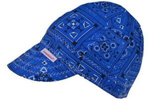 comeaux caps reversible welding cap blue bandana size 7 5/8