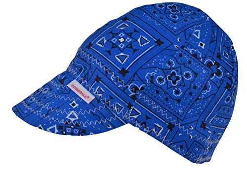 Comeaux Caps Reversible Welding Cap Blue Bandana Size 7 5/8