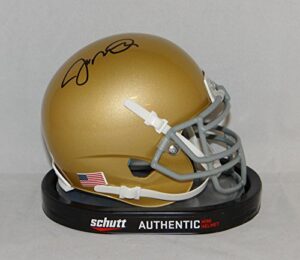 joe montana autographed black notre dame schutt mini helmet- jsa witnessed auth