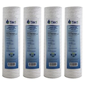 tier1 30 micron 10 inch x 2.5 inch | 4-pack string wound polypropylene whole house sediment water filter replacement cartridge | compatible with pentek cw-mf, 155187-43, w30w, home water filter