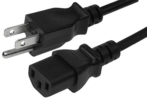 6 Feet (2 Meters) 14AWG Heavy Duty 3 Prong Monitor (Universal Power Cord) Computer Power Cord 6ft (2M) 3 Conductor (IEC320 C13 to NEMA 5-15P) 15 Amp AC Power Cable CNE593692