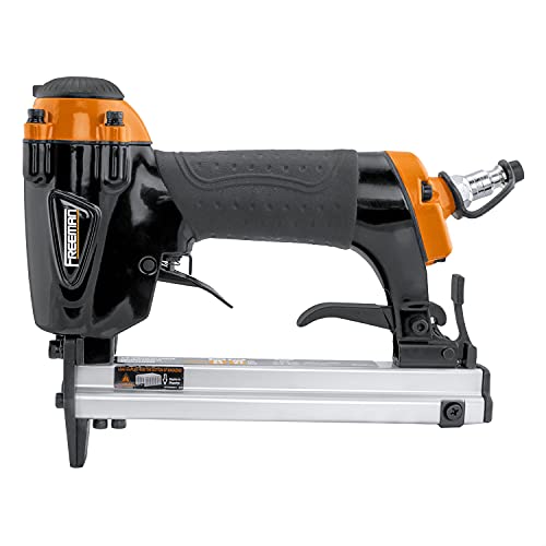 Freeman P2238US Pneumatic 22-Gauge 5/8" Upholstery Stapler Ergonomic and Lightweight Nail Gun with Extension Nose and Safety Trigger for Upholstery, Cabinets, Fabric, and Screens