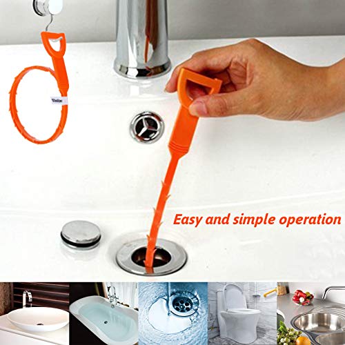 Vastar 4 Pack 19.6 Inch Drain Snake Hair Drain Clog Remover Cleaning Tool (4 Pack 19.6 Inch)