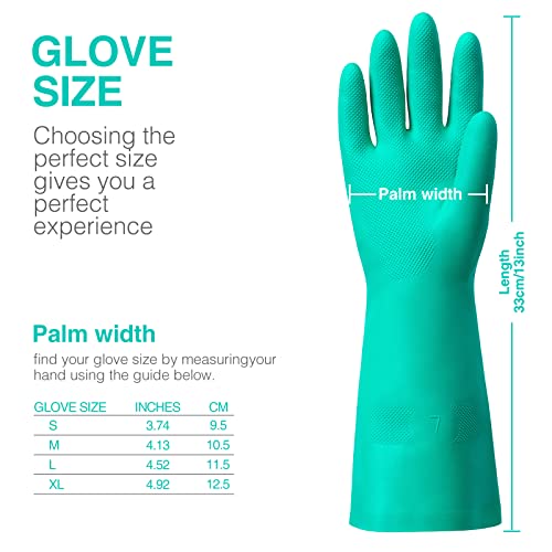 ThxToms Chemical Resistant Nitrile Gloves, Resist Household Acid, Alkali, Solvent and Oil, Latex Rubber Free, 1 Pair Medium