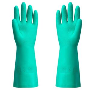 thxtoms chemical resistant nitrile gloves, resist household acid, alkali, solvent and oil, latex rubber free, 1 pair medium