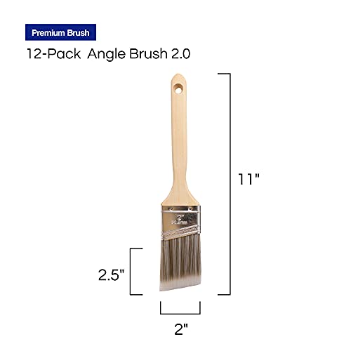 Pro Grade - Paint Brushes - 12Ea 2" Angle Brushes