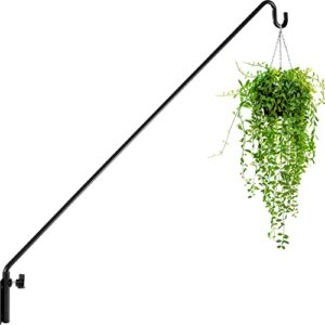 extended bird feeder pole - 49" heavy duty deck hook wall mounted, bird feeder hanger for railing, deck hook for bird feeders, plants, suet baskets - rust proof & adjustable, black