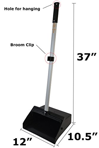 Janico 1085 Commercial Lobby Dustpan Upright, Aluminum Handle, 37” Length, Black