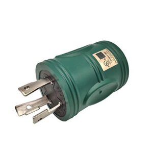 parkworld 691586 rv 30 amp generator adapter 3-prong l5-30p male to tt-30r female (green, electroplating terminal)