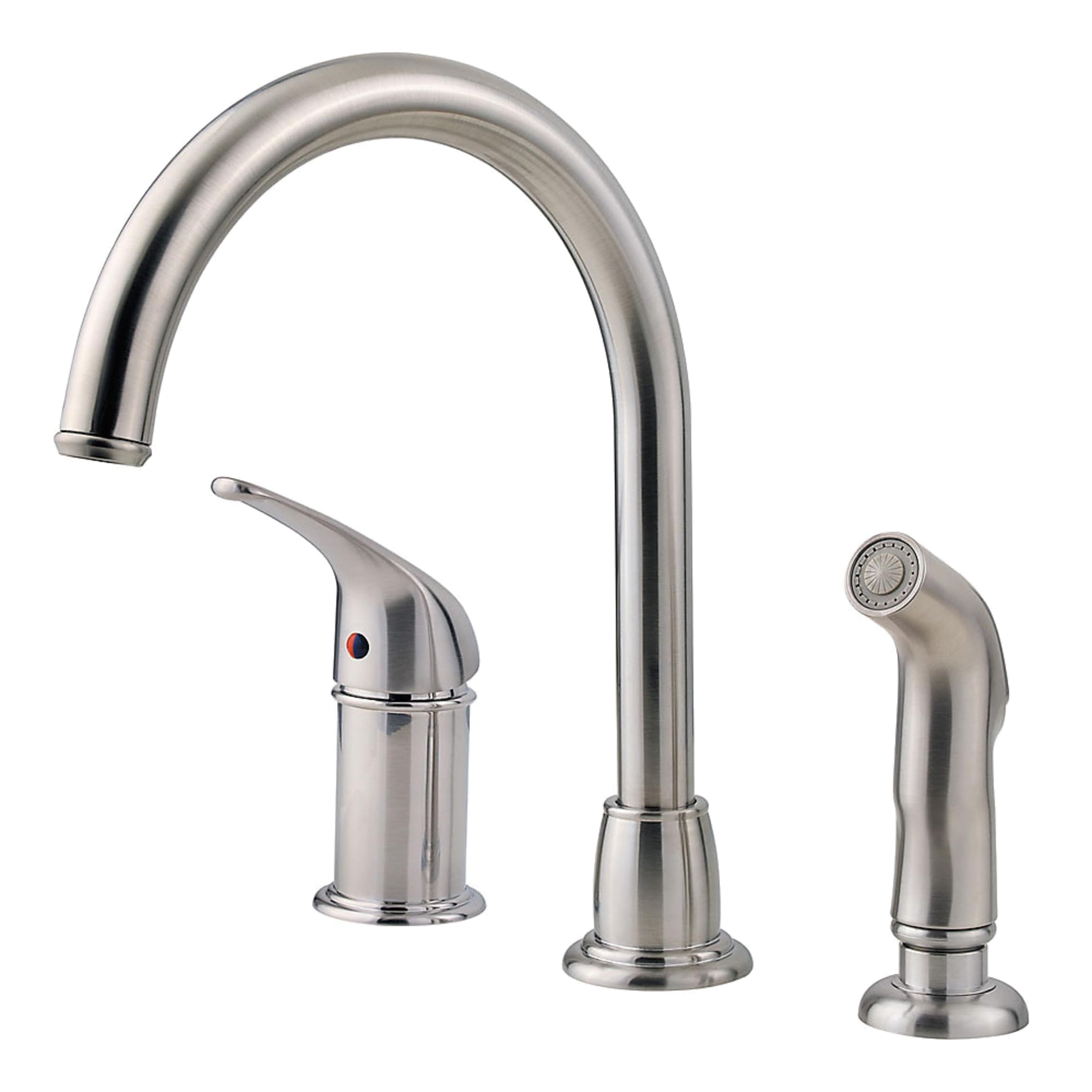 Pfister Cagney Kitchen Faucet with Side Sprayer, Single Handle, High Arc, Stainless Steel Finish, LFWK1680S