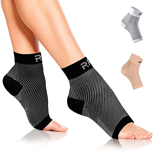 Run Forever Sports Plantar Fasciitis Compression Socks | Foot & Ankle Brace for Women & Men | Toeless Ankle Compression Sleeve for Ankle Support, Plantar Fasciitis, Night Splint, Arch & Achilles Tendonitis Relief