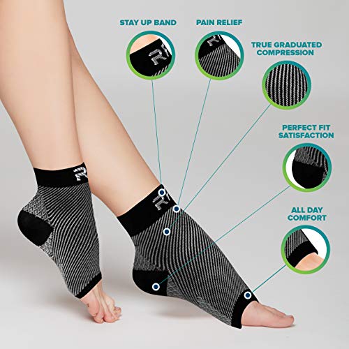 Run Forever Sports Plantar Fasciitis Compression Socks | Foot & Ankle Brace for Women & Men | Toeless Ankle Compression Sleeve for Ankle Support, Plantar Fasciitis, Night Splint, Arch & Achilles Tendonitis Relief