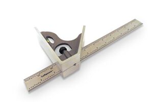 lasquare 12” sae machinist combination square, saddle square, stainless steel blade with 1/64", 1/32", 1/16" and 1/8" markings, hardened aluminum head las 12ss-12"