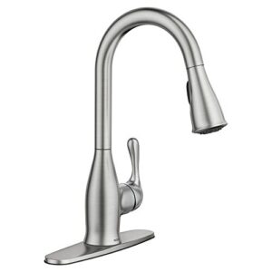 moen 87966srs kaden single-handle pull-down sprayer kitchen faucet in spot resist stainless featuring reflex