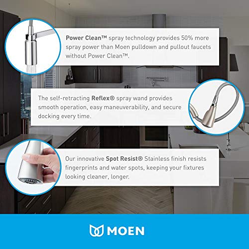 MOEN 87966SRS Kaden Single-handle Pull-down Sprayer Kitchen Faucet In Spot Resist Stainless Featuring Reflex