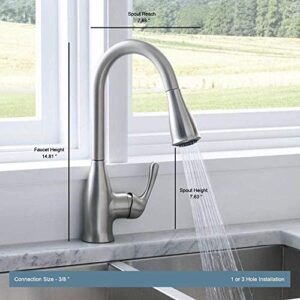 MOEN 87966SRS Kaden Single-handle Pull-down Sprayer Kitchen Faucet In Spot Resist Stainless Featuring Reflex