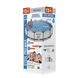 Bestway 56417 Steel Pro Above Ground, 12ft x 30 Inch | Frame Swimming Pool with Filter Pump