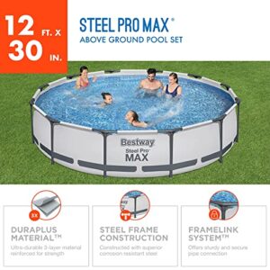 Bestway 56417 Steel Pro Above Ground, 12ft x 30 Inch | Frame Swimming Pool with Filter Pump