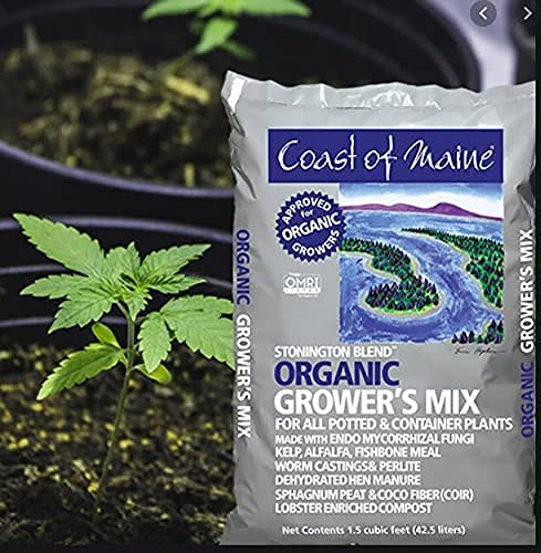 Coast of Maine CMSBO15 Stonington Blend Organic Growers Potting Soil Mix with All Natural Oceanic Ingredients for Planters and Pots, 1.5 Cubic Feet