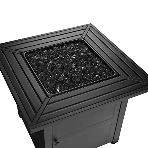 Endless Summer 30 Inch Square 30,000 BTU LP Gas Outdoor Fire Pit Table with Steel Mantel, Slate Finish, Black Fire Glass, and Protective Cover, Black