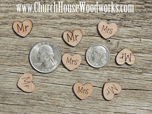 100 Mr Mrs Wooden Hearts - Wood Table Confetti, Embellishments, Scatters, Invitations, Table Decor, Rustic Weddings and Events