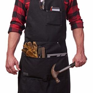 Hudson Durable Goods - Waxed Canvas Apron - Black Apron for Men and Women - With Pockets & Crossback