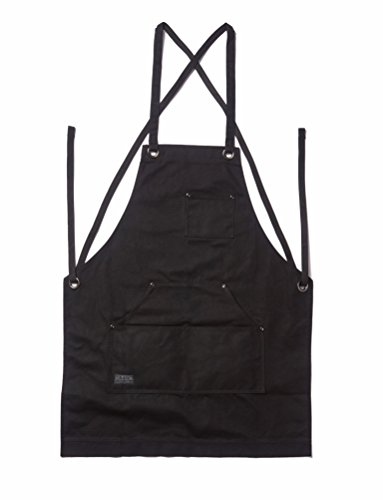 Hudson Durable Goods - Waxed Canvas Apron - Black Apron for Men and Women - With Pockets & Crossback