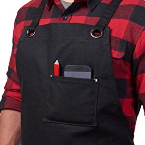 Hudson Durable Goods - Waxed Canvas Apron - Black Apron for Men and Women - With Pockets & Crossback