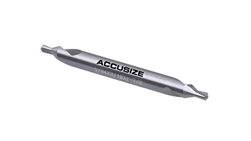 Accusize Industrial Tools 0.078'' by 2'' by 3/16'' Solid Carbide Center Drill Bits, Number 2, 60 Deg, 585-0782