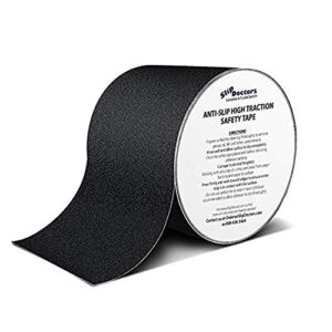 slipdoctors anti slip traction tape (4" x 15 ft) black, 60 grit, heavy duty safety tape for indoor/outdoor, ramps, stairs and more. strong adhesive non skid treads.