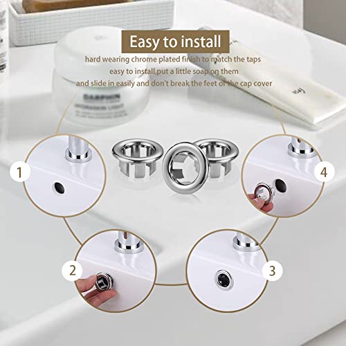 SKYPIA 3x Bathroom Kitchen Sink Hole Round Overflow Cover Basin Tidy Insert Spares (Single)