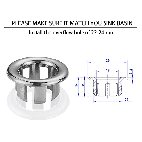 SKYPIA 3x Bathroom Kitchen Sink Hole Round Overflow Cover Basin Tidy Insert Spares (Single)