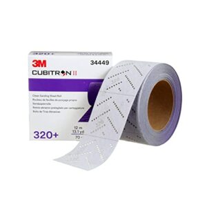 3m cubitron ii hookit abrasive sheet roll, 34442, multi-hole, 70 mm x 12 m, 80+ grade, automotive sanding roll sandpaper for coating removal, body repair, auto sanding