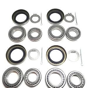 (Set of 4) WESTERNPRIME 3500 LB Trailer Tandem Axle Bearing Kits L68149 L44649 Grease Seal 10-19 I.D. 1.719'' for #84 Spindle