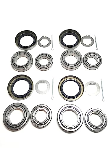 (Set of 4) WESTERNPRIME 3500 LB Trailer Tandem Axle Bearing Kits L68149 L44649 Grease Seal 10-19 I.D. 1.719'' for #84 Spindle