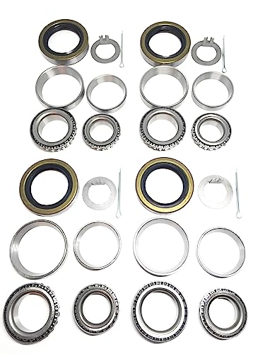 (Set of 4) WESTERNPRIME 3500 LB Trailer Tandem Axle Bearing Kits L68149 L44649 Grease Seal 10-19 I.D. 1.719'' for #84 Spindle