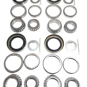 (Set of 4) WESTERNPRIME 3500 LB Trailer Tandem Axle Bearing Kits L68149 L44649 Grease Seal 10-19 I.D. 1.719'' for #84 Spindle