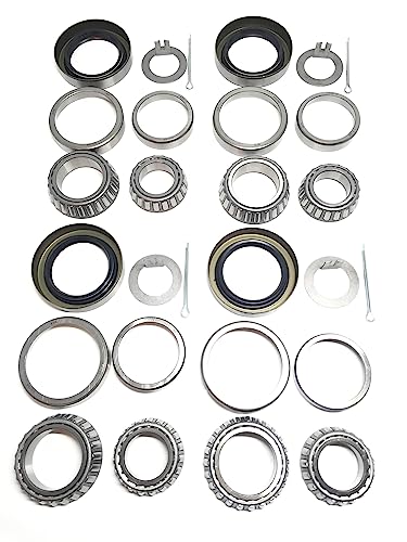 (Set of 4) WESTERNPRIME 3500 LB Trailer Tandem Axle Bearing Kits L68149 L44649 Grease Seal 10-19 I.D. 1.719'' for #84 Spindle