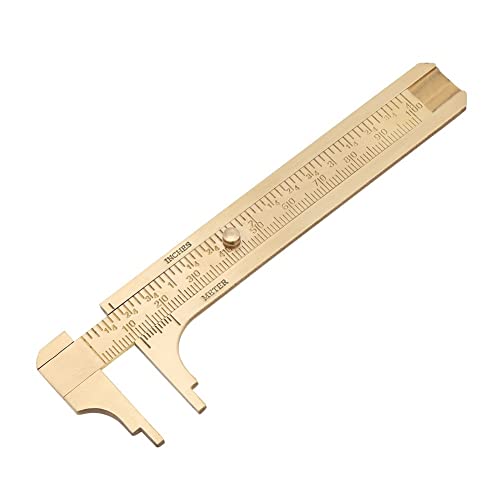 WREOW Brass Caliper 100mm / 4 inch Gauge Vernier Pocket Caliper for Bead Wire Jewelry Measuring (Double Scale)