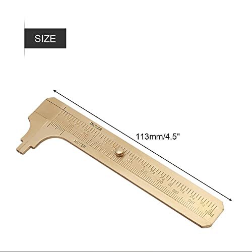 WREOW Brass Caliper 100mm / 4 inch Gauge Vernier Pocket Caliper for Bead Wire Jewelry Measuring (Double Scale)