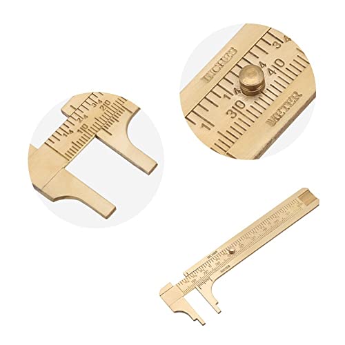 WREOW Brass Caliper 100mm / 4 inch Gauge Vernier Pocket Caliper for Bead Wire Jewelry Measuring (Double Scale)