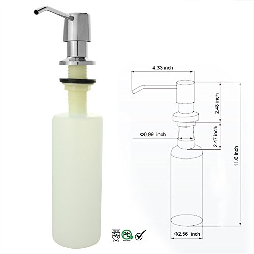 Cozhome 304 Stainless Steel Sink Soap Dispenser Liquid Dish Pump Bottle,Kitchen,Polished Finished,500ML(17OZ), Refill Soap Dispenser PE Bottle - Easy Installation, Well Built and Sturdy