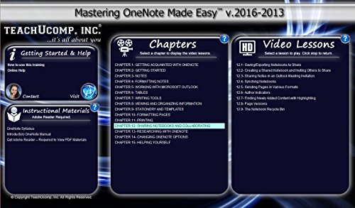 TEACHUCOMP Video Training Tutorial for Microsoft OneNote 2016 DVD-ROM Course and PDF Manual