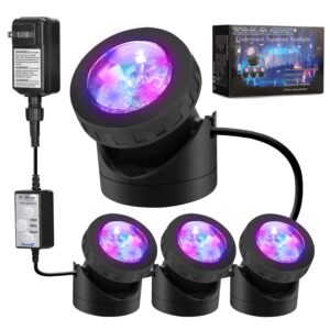 image pond lights submersible lights [set of 4] with timer ip68 underwater lights aquarium spot light 48led landscape lamp for swimming pool fish tank fountain pond decoration