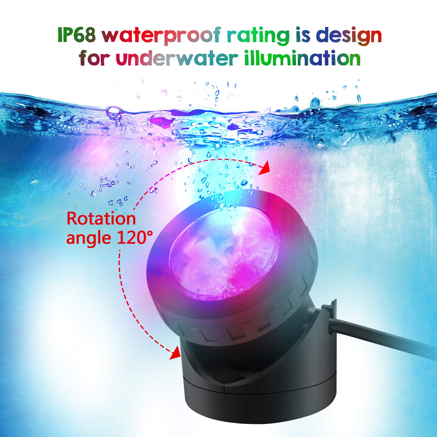 IMAGE Pond Lights Submersible Lights [Set of 4] with Timer IP68 Underwater Lights Aquarium Spot Light 48LED Landscape Lamp for Swimming Pool Fish Tank Fountain Pond Decoration